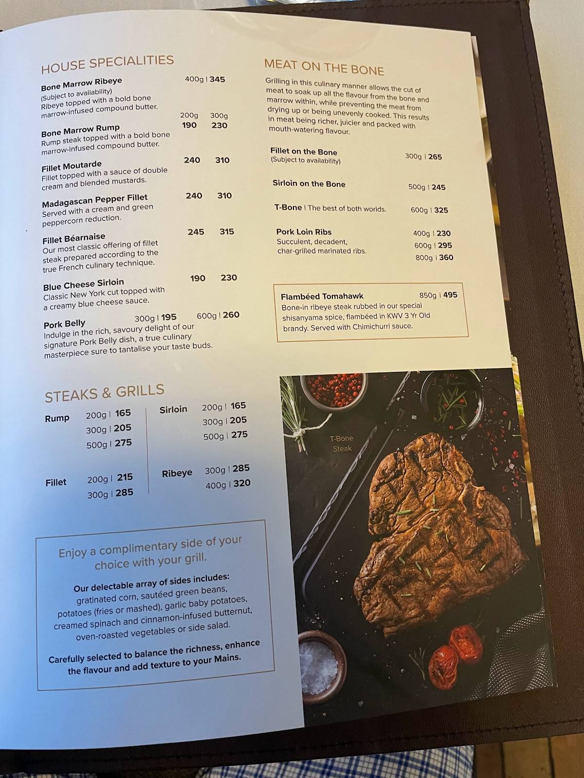 Menu at The Hussar Grill Century City restaurant, Cape Town