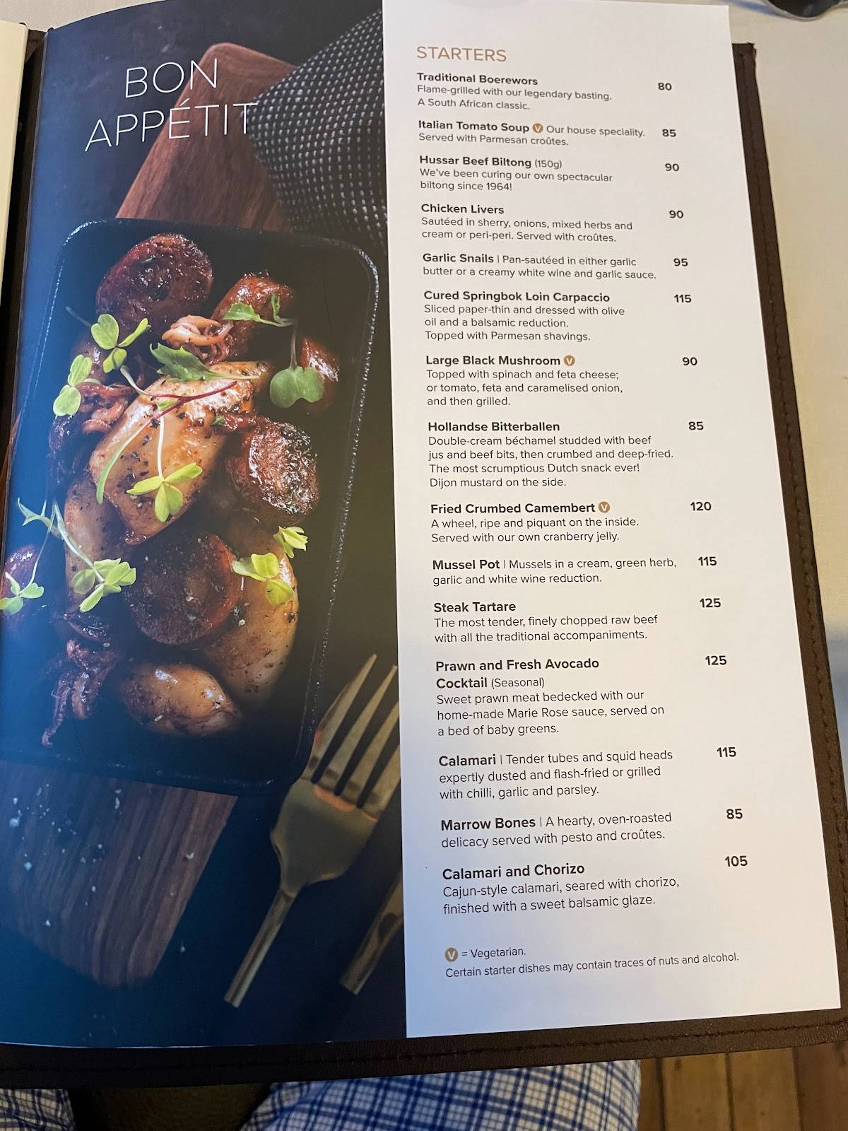 Menu at The Hussar Grill Century City restaurant, Cape Town
