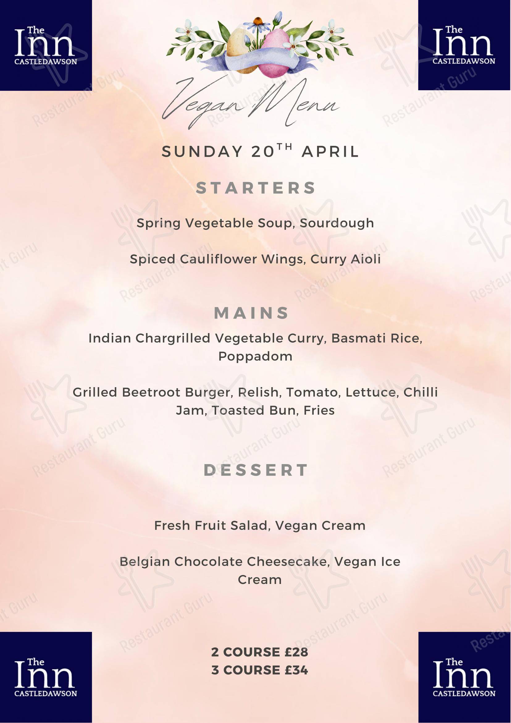Menu at The Inn Castledawson pub & bar, Magherafelt