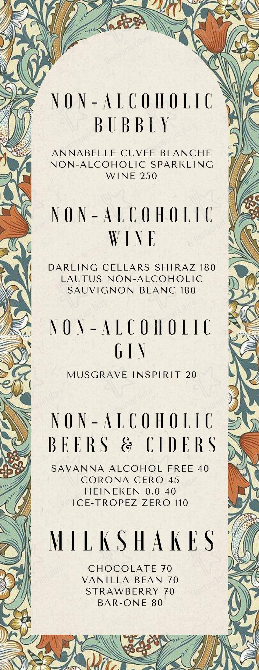 Menu at The Ivory Eatery restaurant, Mthatha
