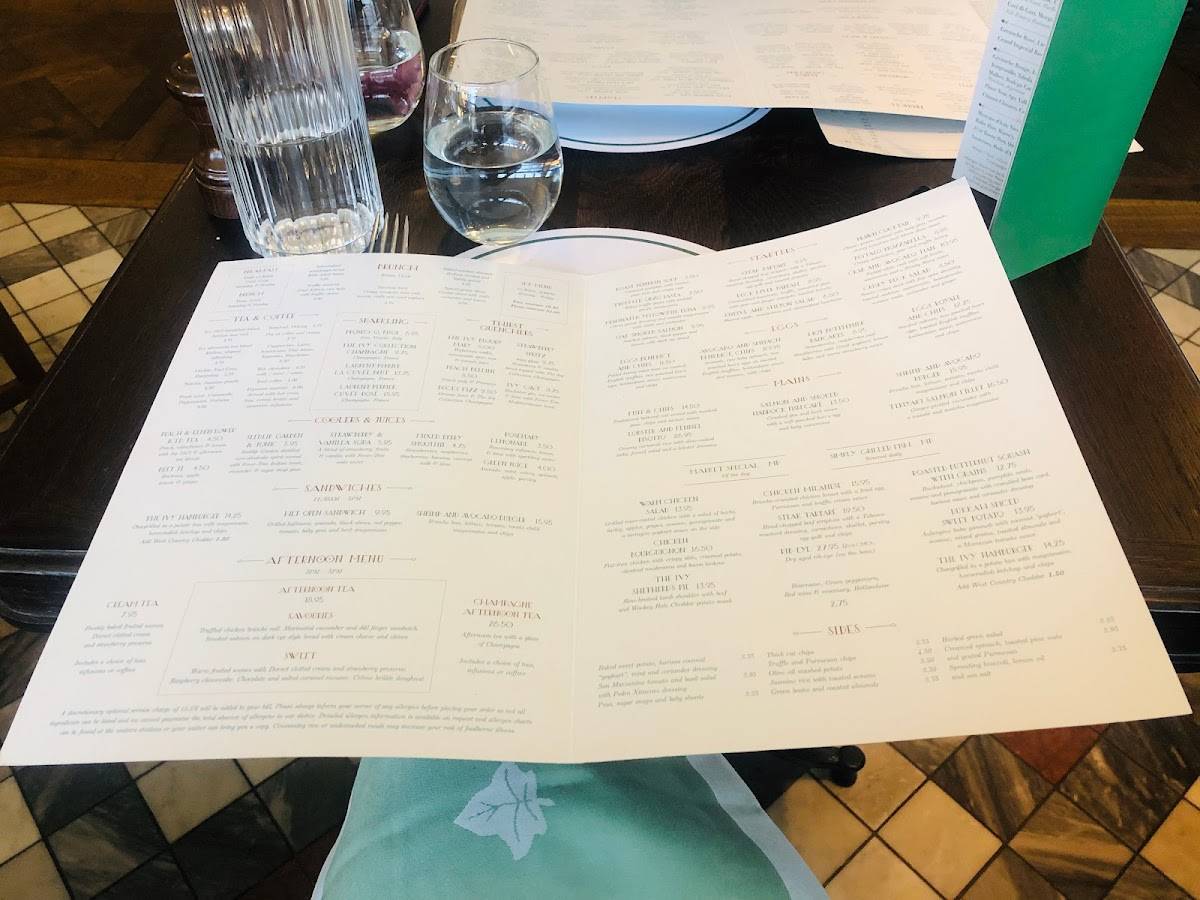 Menu at The Ivy On The Square Edinburgh pub & bar, Edinburgh