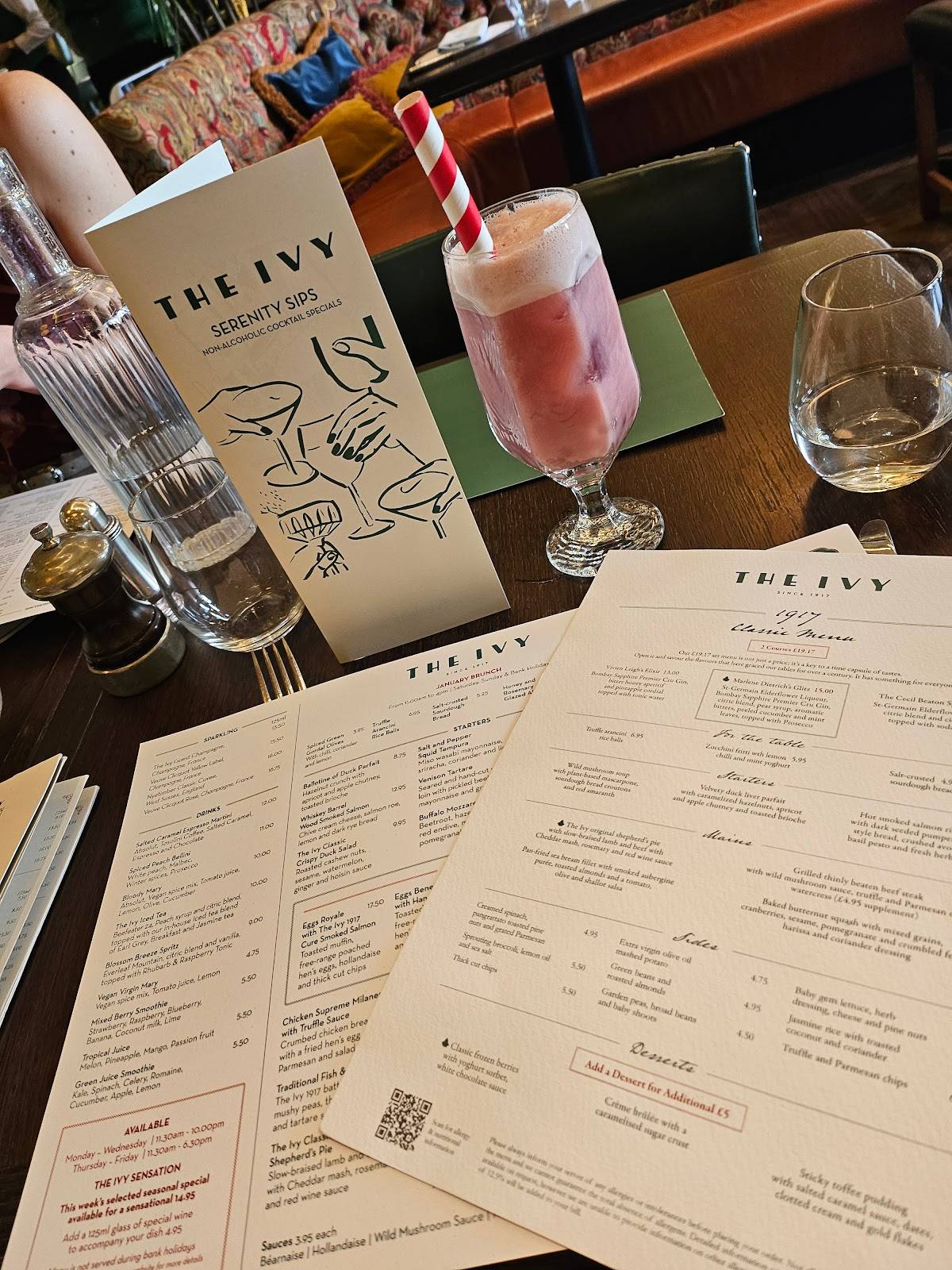 Menu at The Ivy Windsor restaurant, Windsor