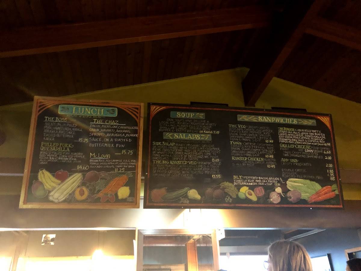 Menu at The Java Shack cafe, Campbell River