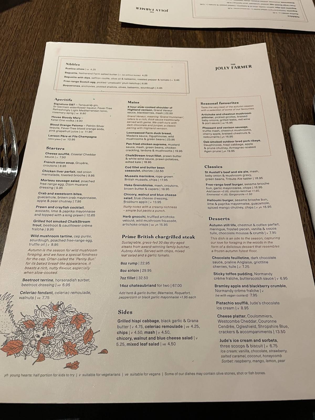 Menu at The Jolly Farmer, A Heartwood Inn pub & bar, Gerrards Cross