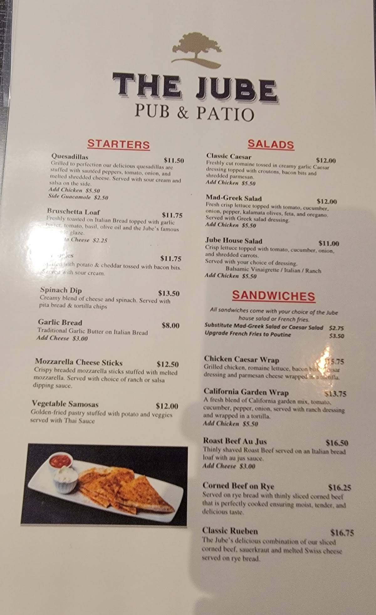 Menu at The Jube Pub & Patio, Oshawa