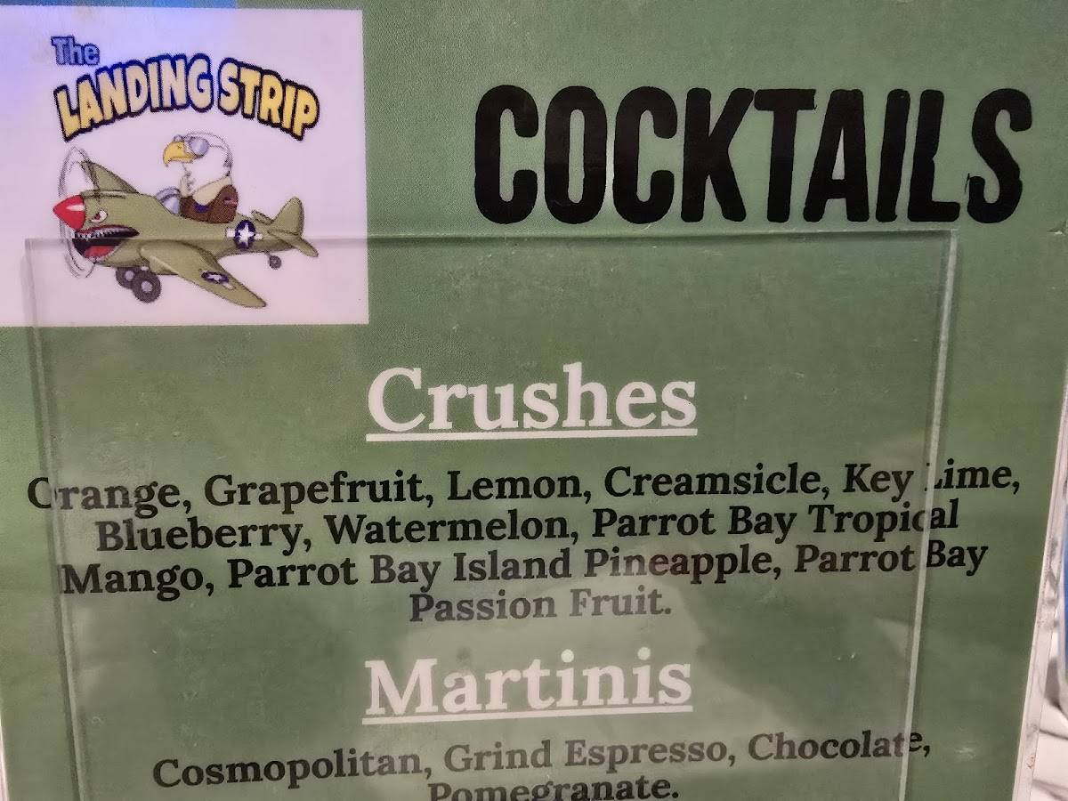 Menu at The Landing Strip restaurant, Middle River