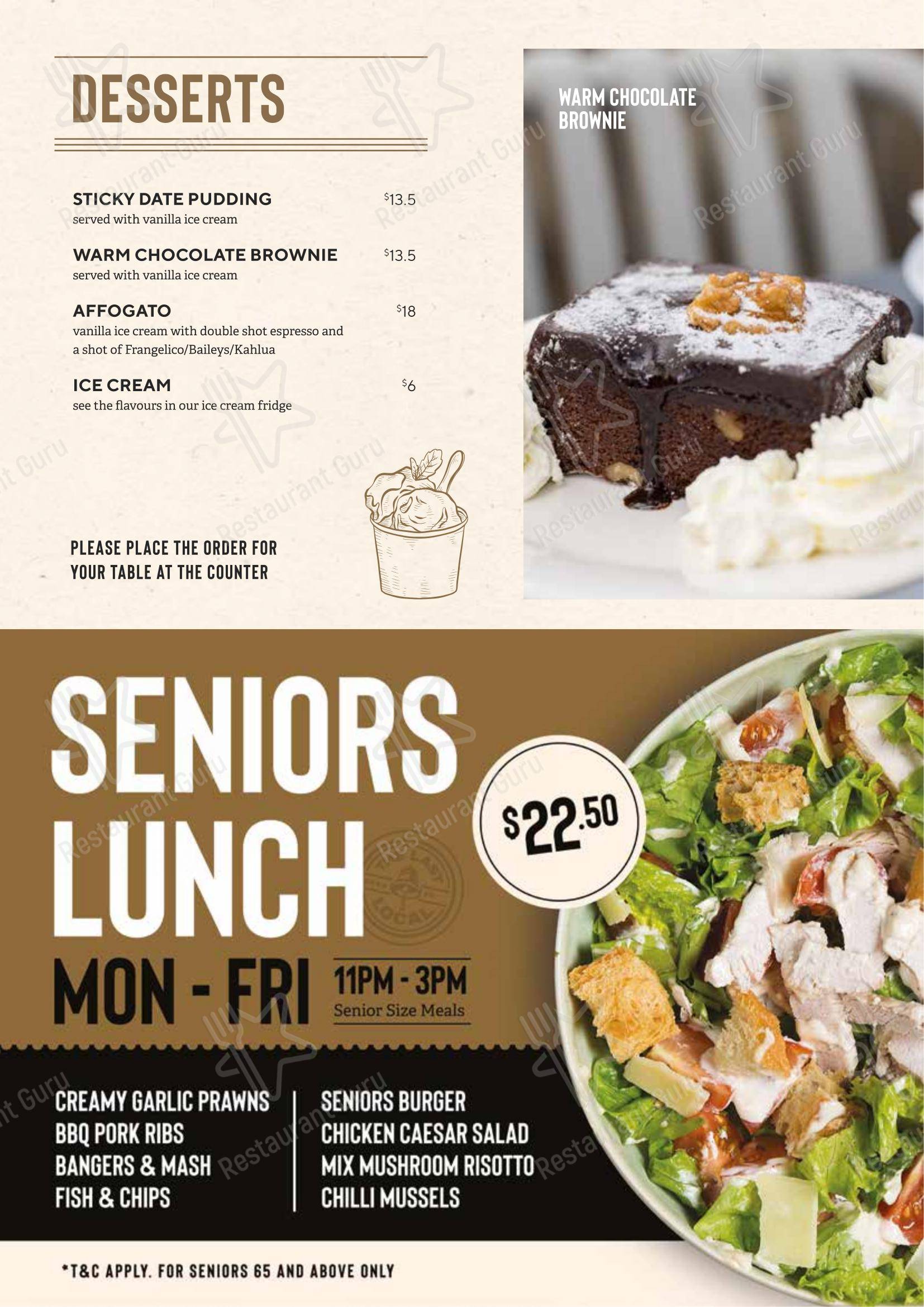 Menu at The Last Local pub & bar, Canning Vale