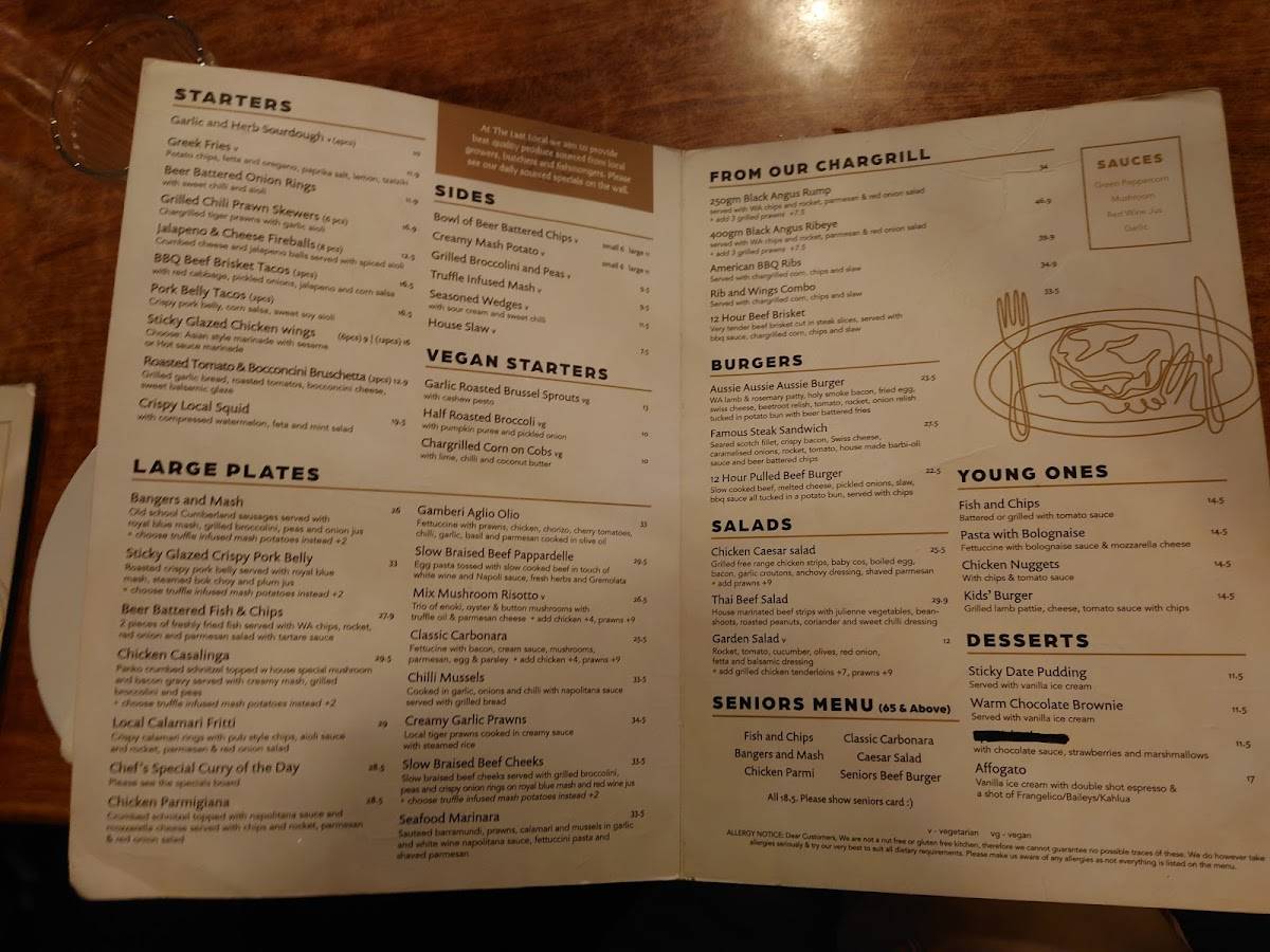 Menu at The Last Local Canning Vale pub & bar, Canning Vale