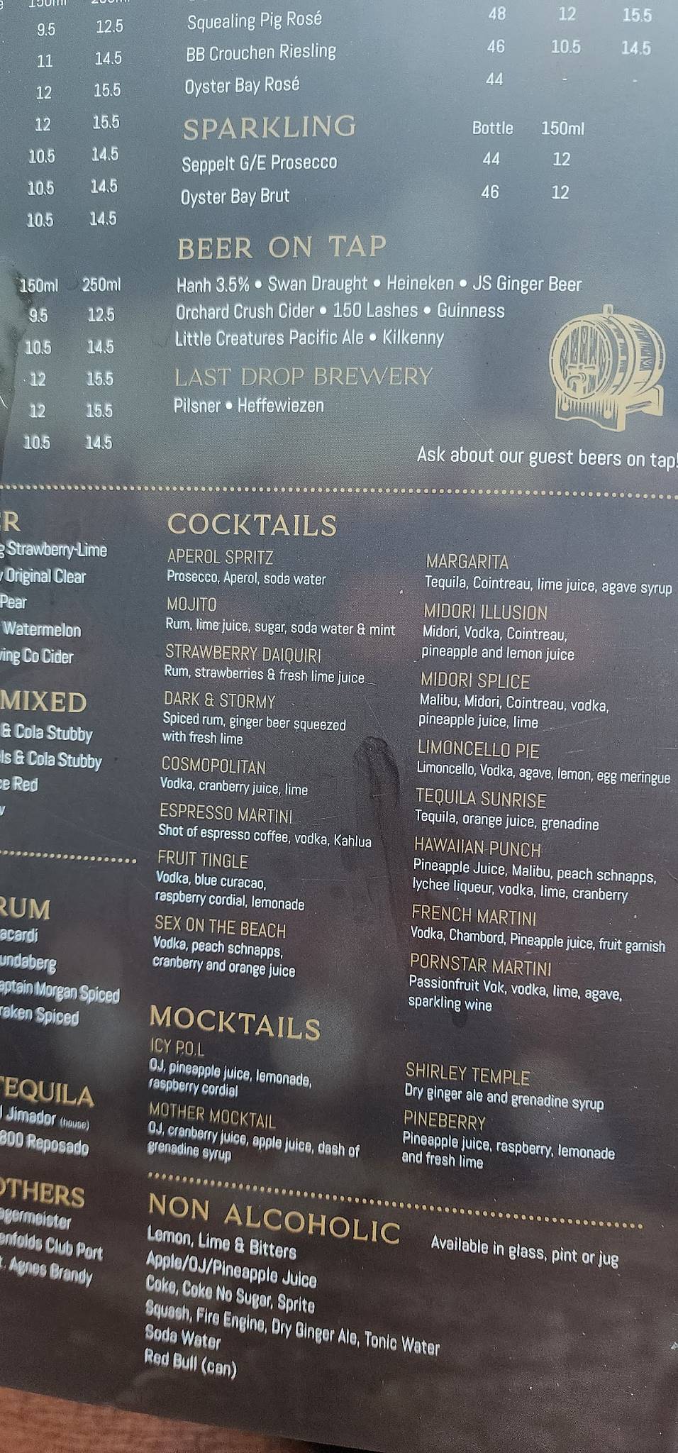 Menu at The Last Local pub & bar, Canning Vale
