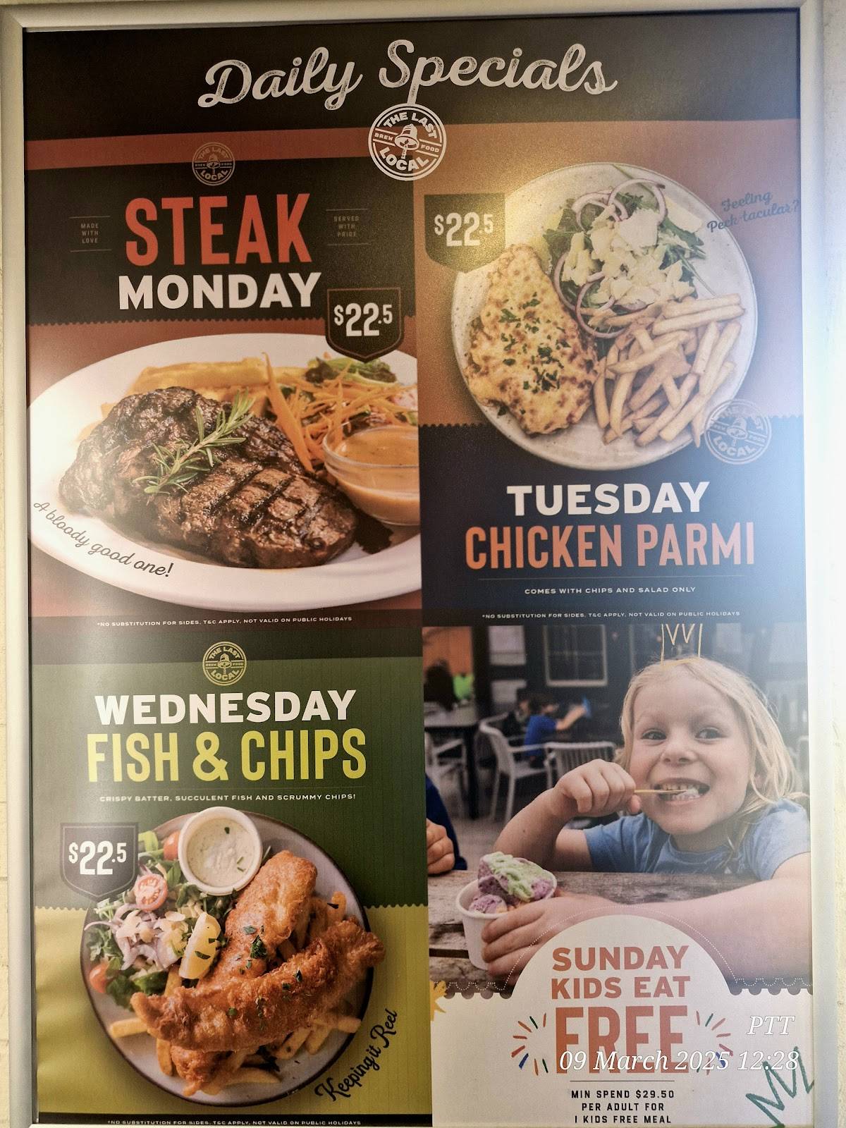 Menu at The Last Local pub & bar, Canning Vale