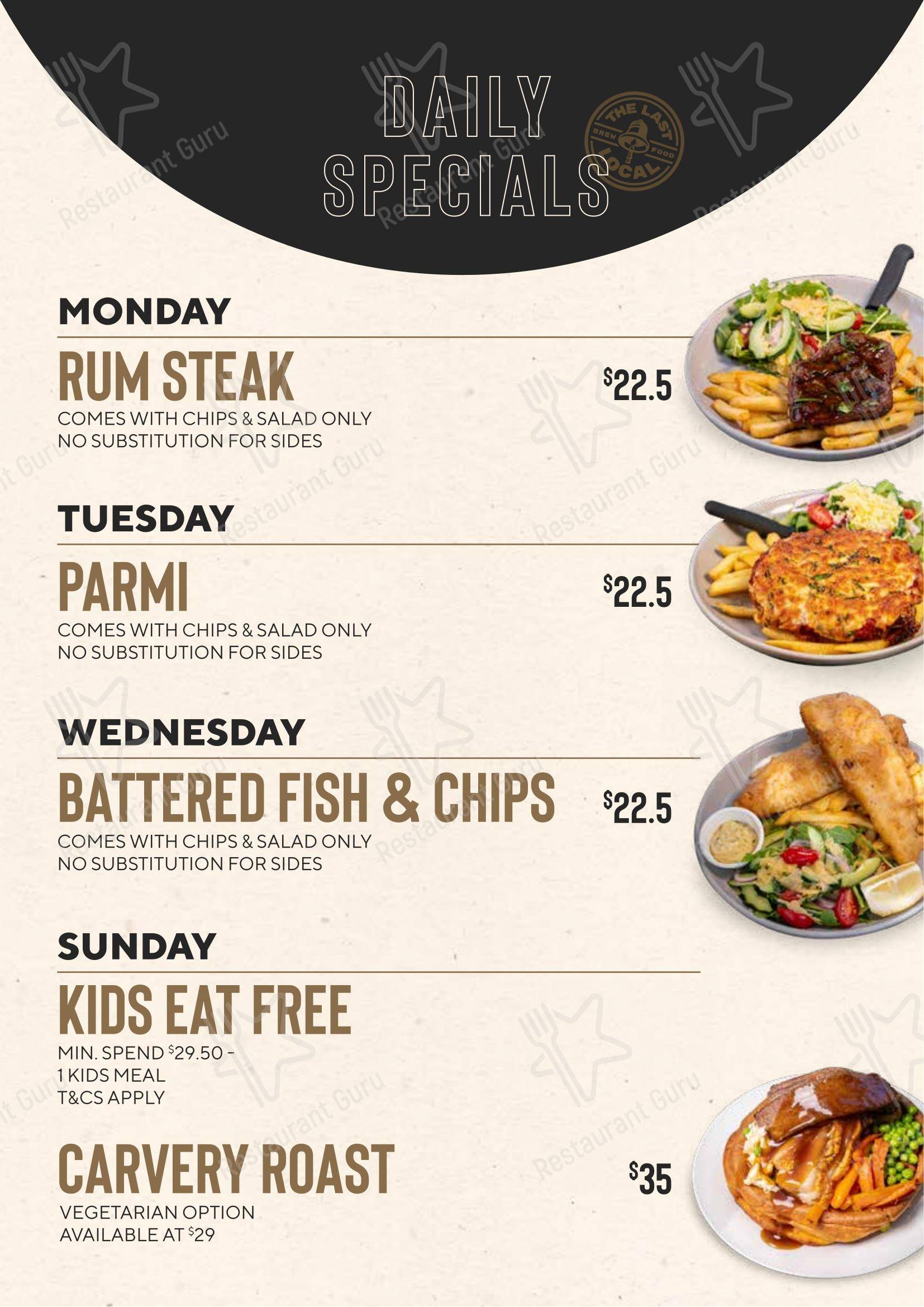 Menu at The Last Local pub & bar, Canning Vale
