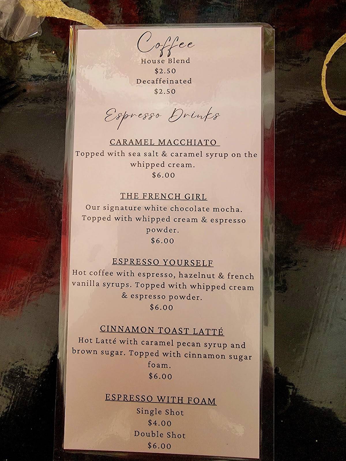 Menu at The Lazy Maid Crêperie cafe, Brooksville