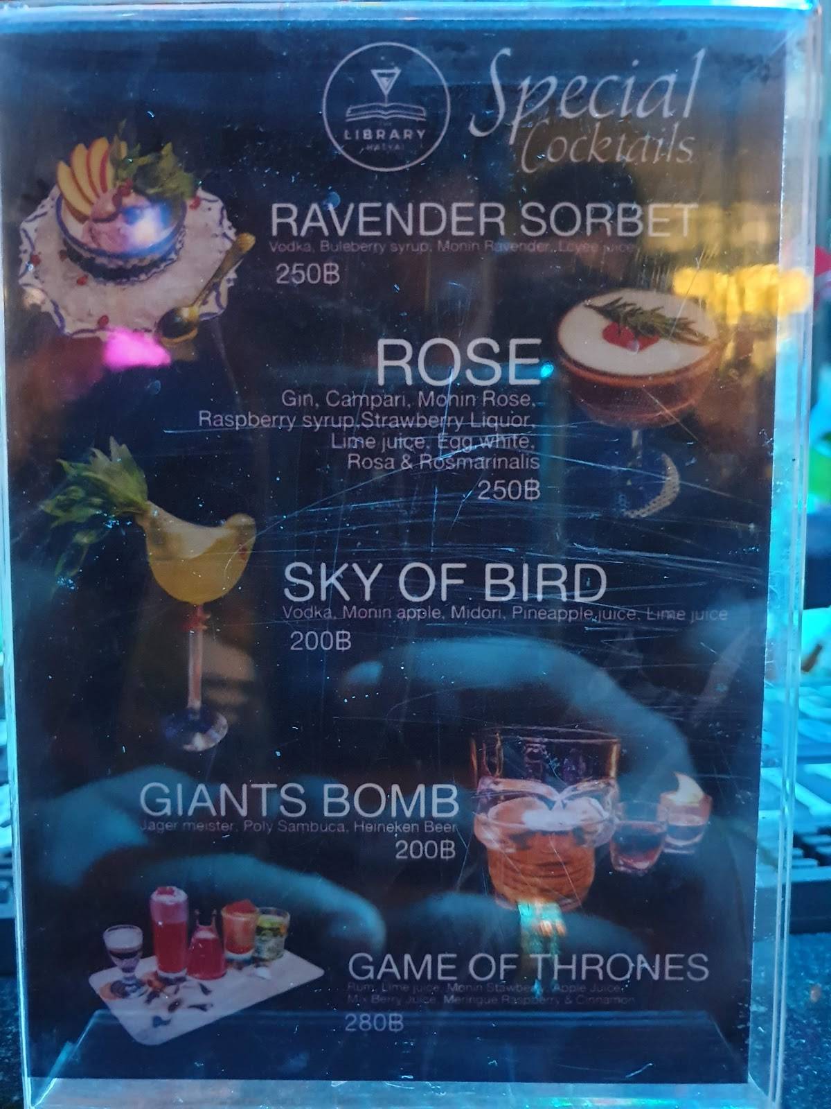 Menu at The Library Hatyai pub & bar, Hat Yai