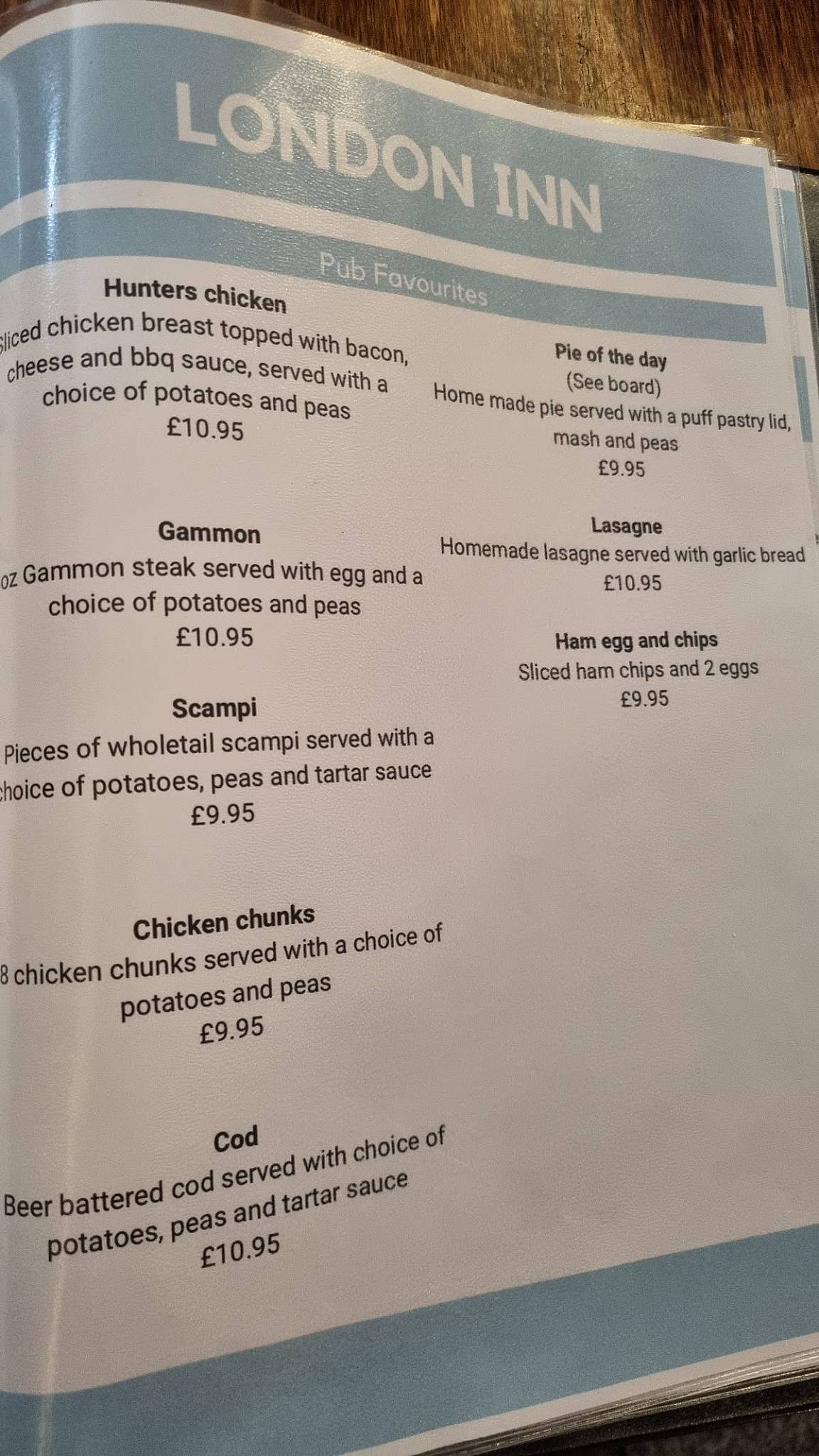 Menu at The London Inn pub & bar, Okehampton