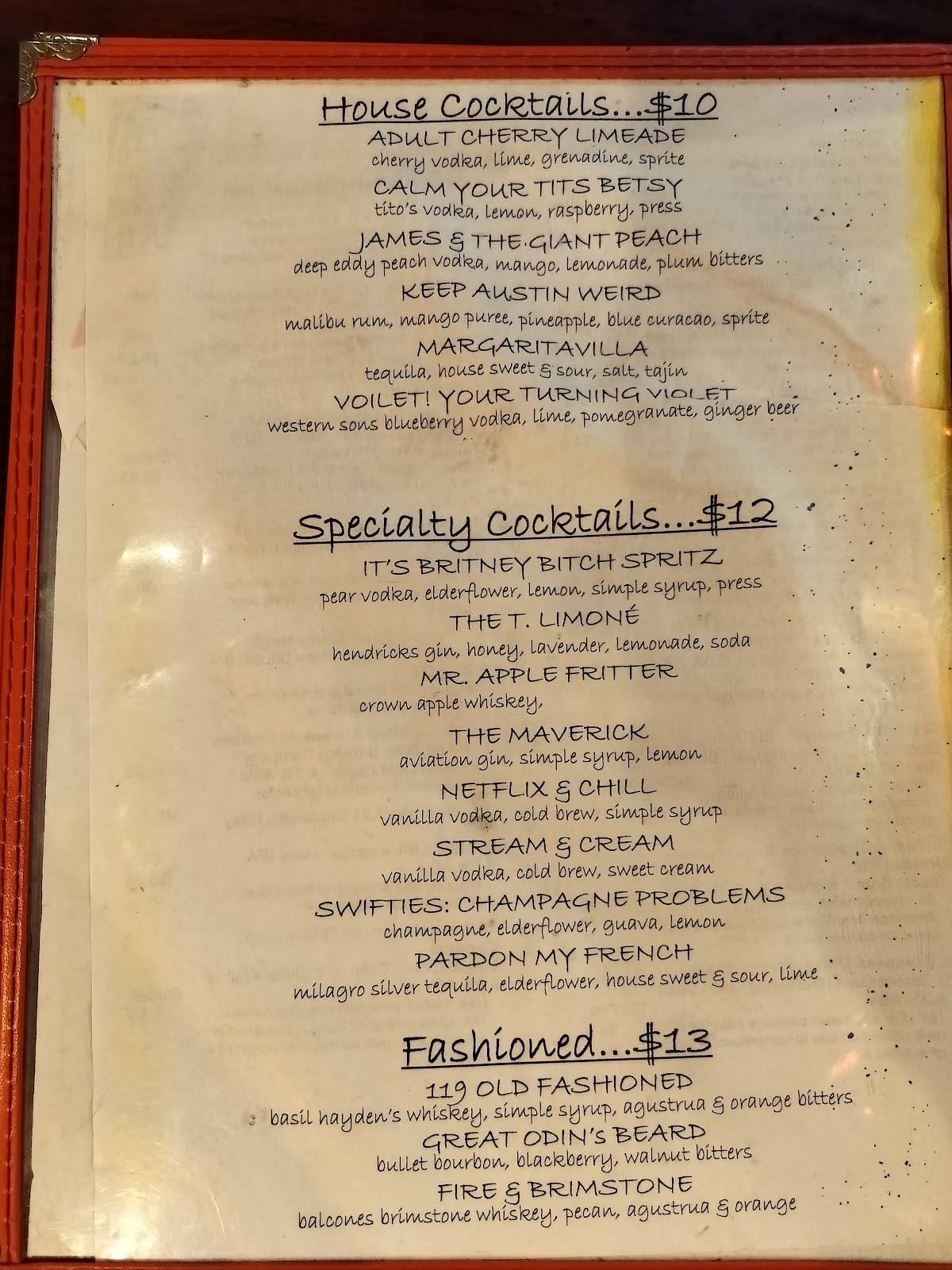 Menu at The Loophole Funky Fresh Food & Booze pub & bar, Denton