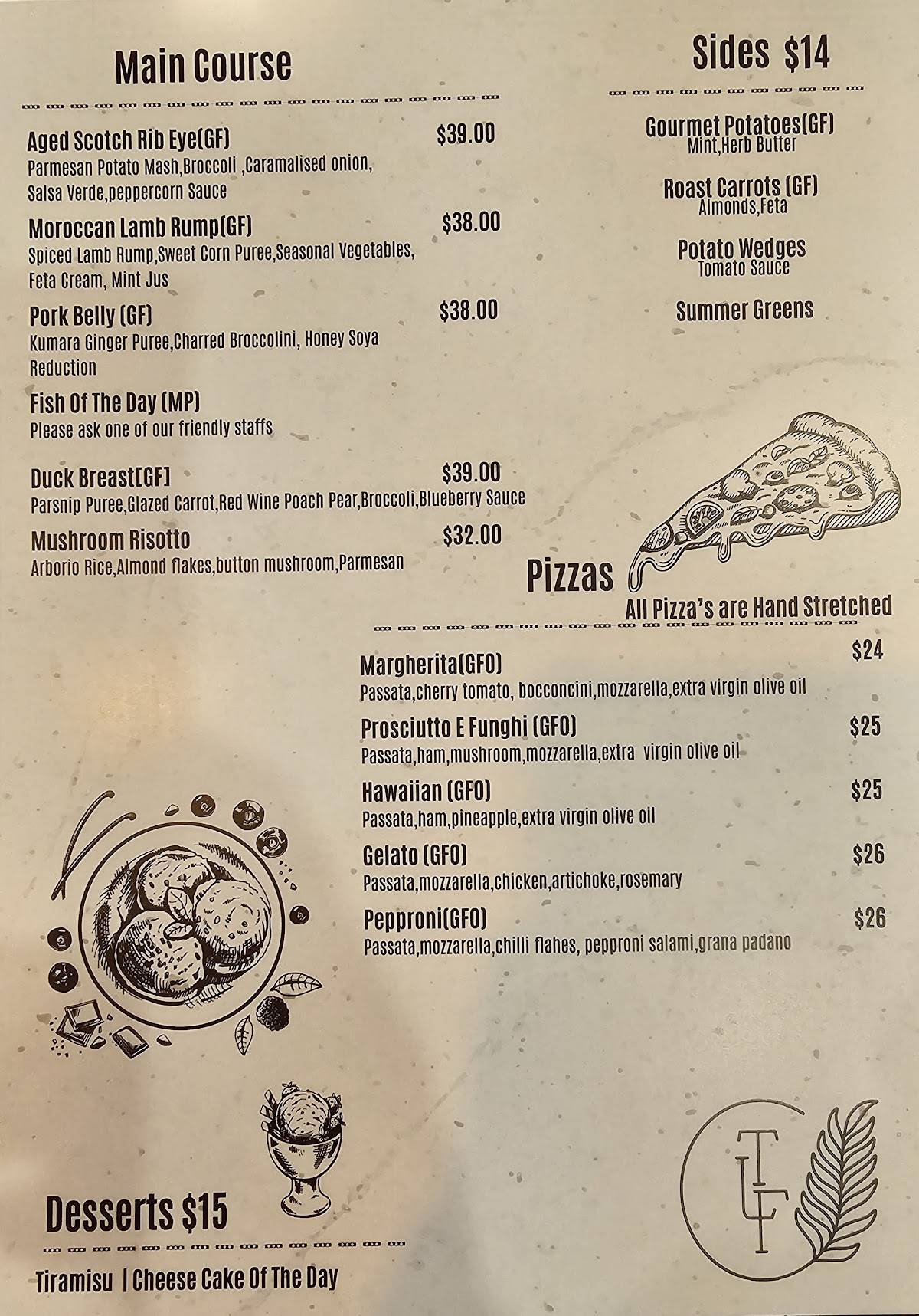 Menu at The Lyonaise Fern Restaurant + Bar, Hamilton