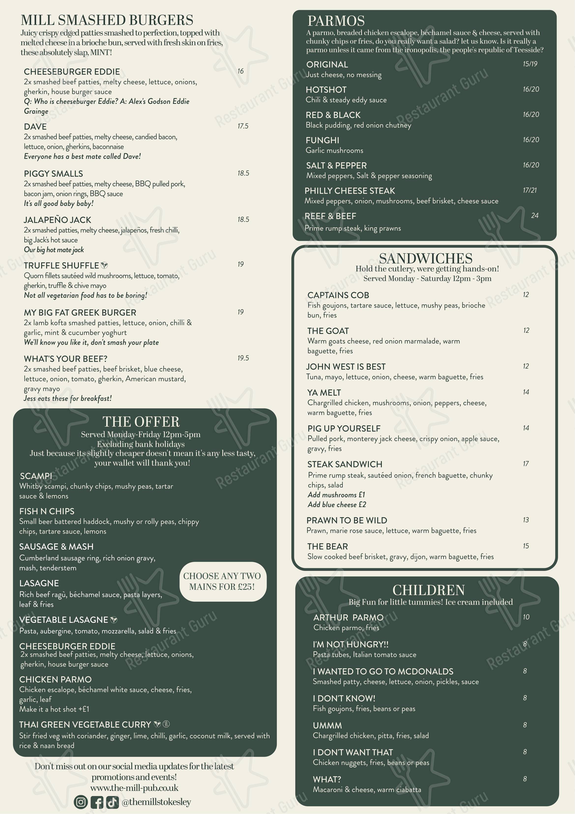 Menu at The Mill pub & bar, Middlesbrough