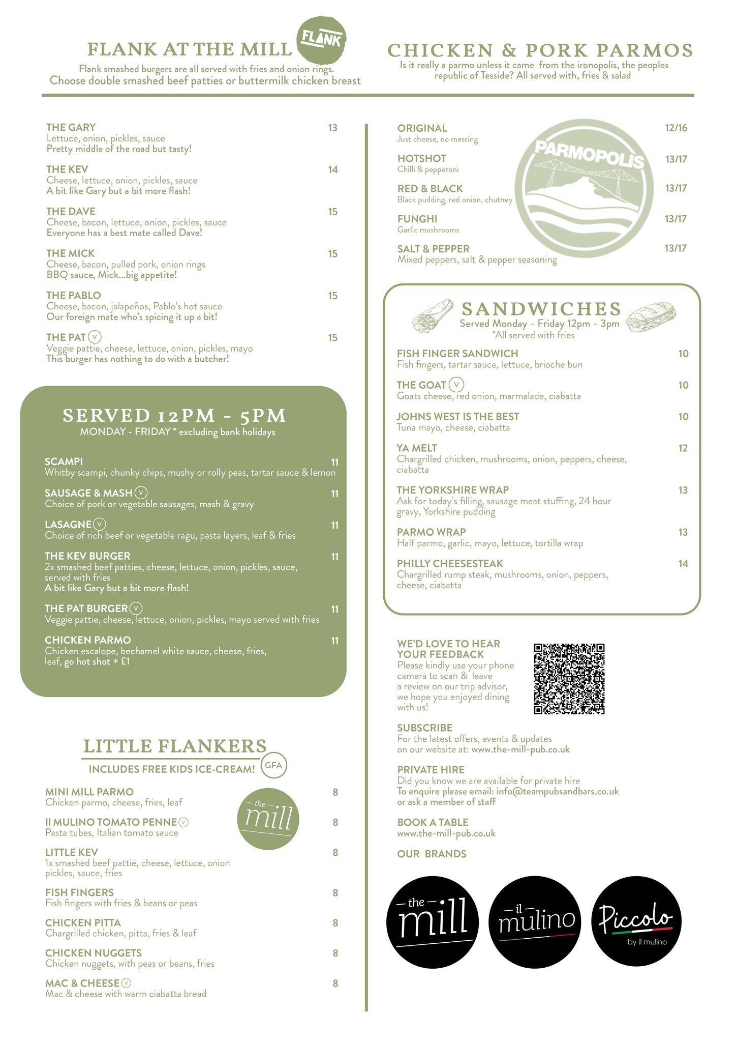 Menu at The Mill pub & bar, Middlesbrough