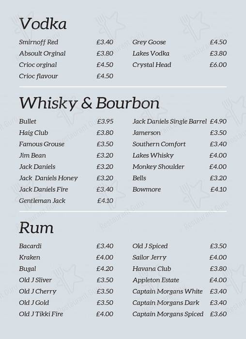 Menu at The Mill pub & bar, Middlesbrough