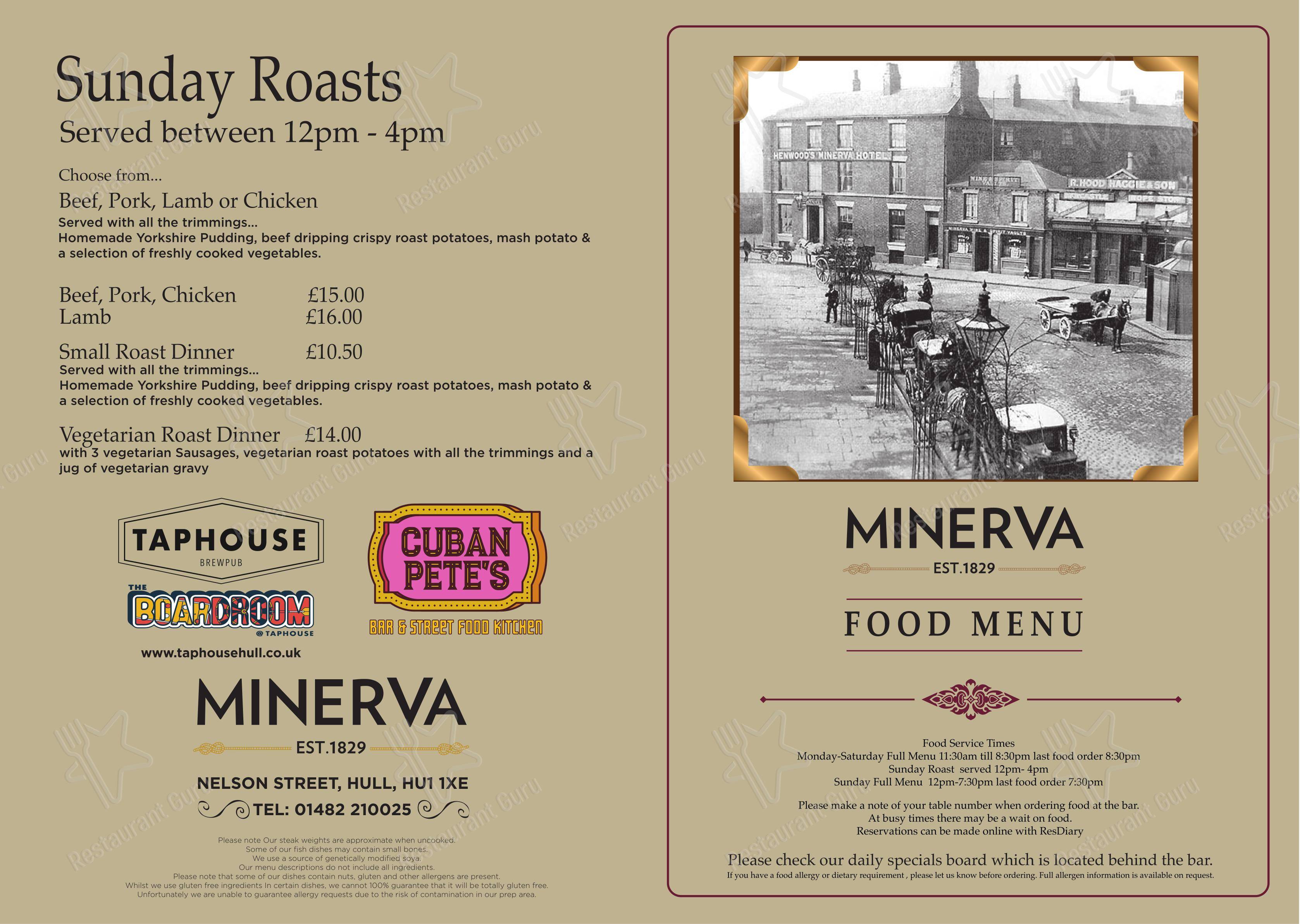 Menu at The Minerva pub & bar, Hull