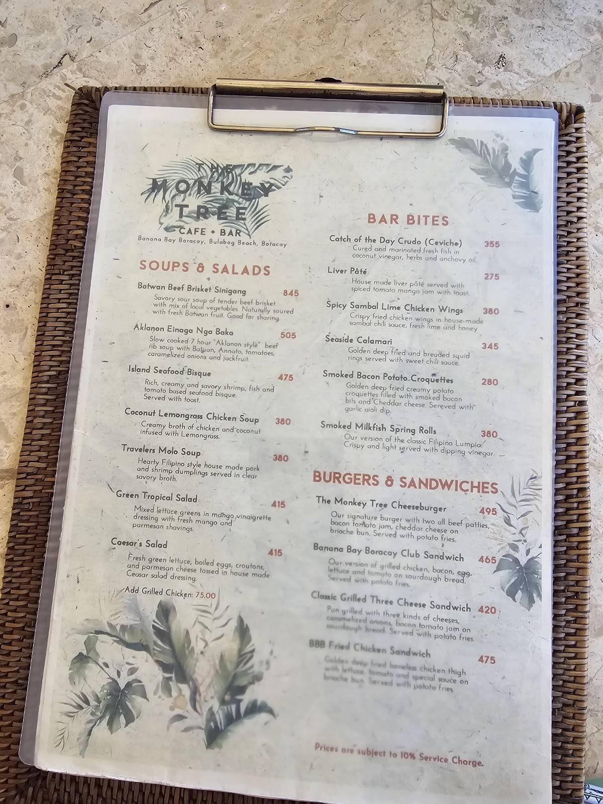 Menu at The Monkey Tree Cafe and Bar, Malay