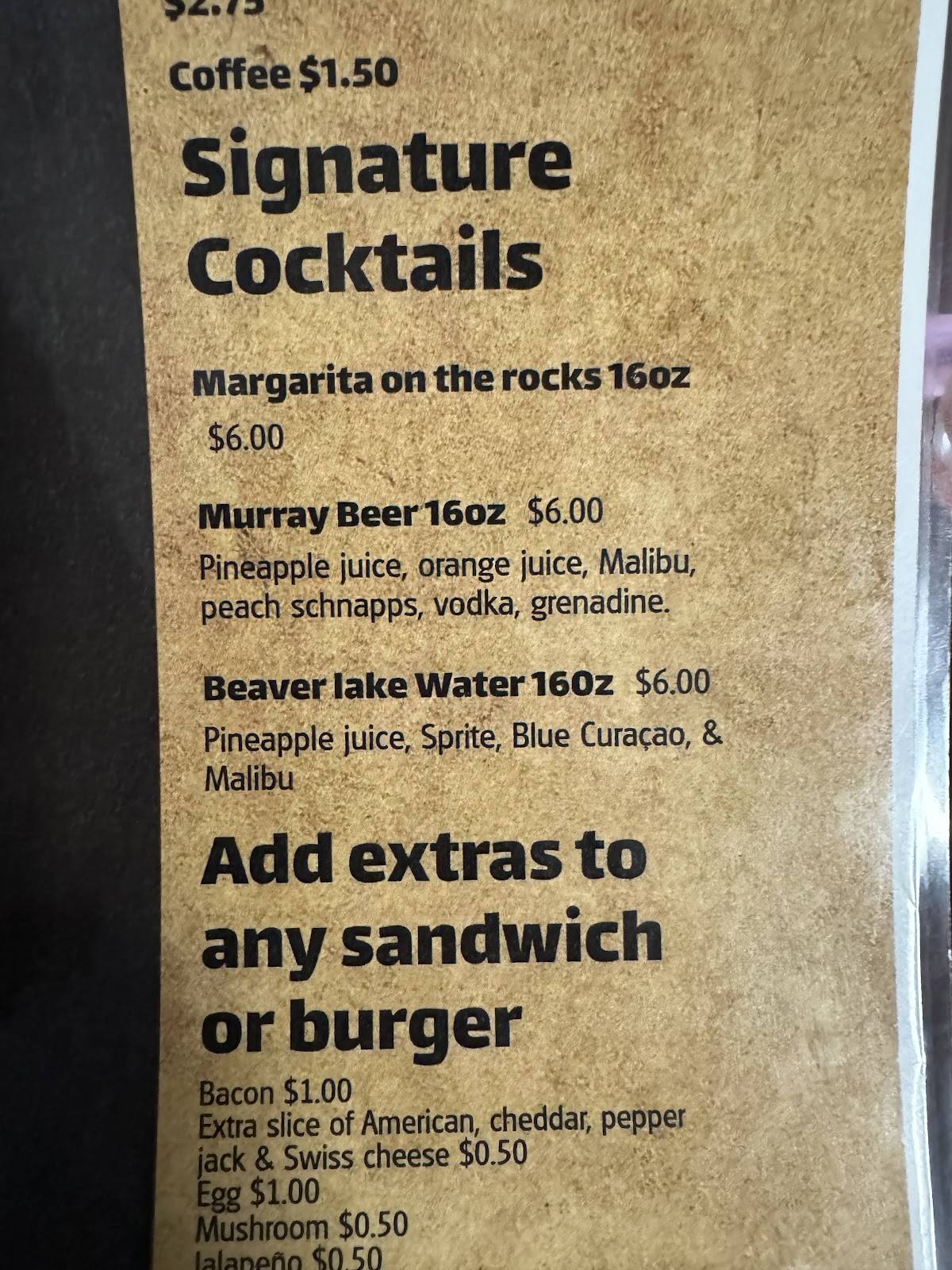 Menu at The Murray Bar, Murray