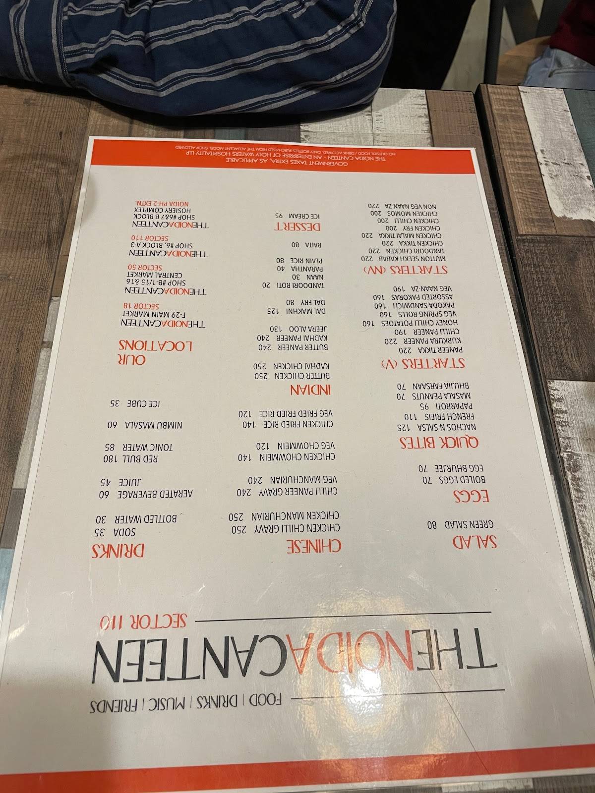 Menu at The Noida Canteen, Noida