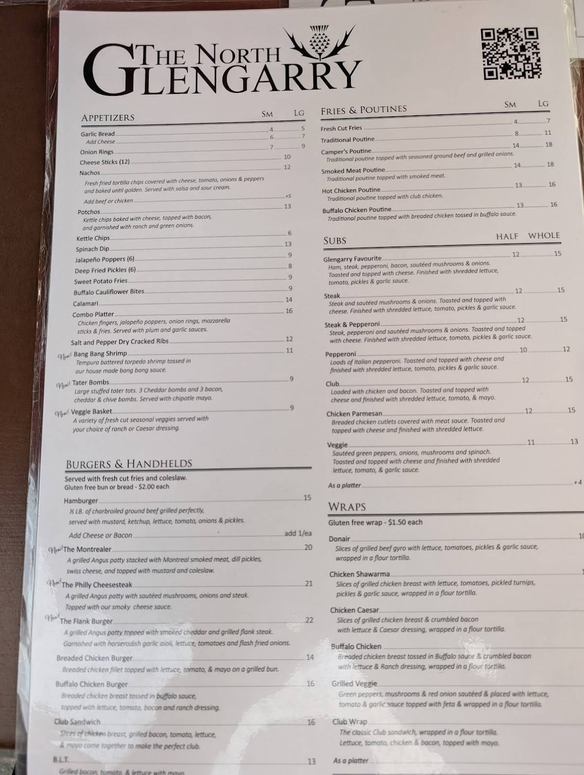 Menu at The North Glengarry pub & bar, Alexandria