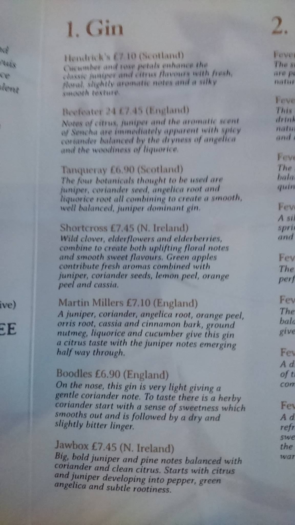 Menu at The Northern Whig pub & bar, Belfast