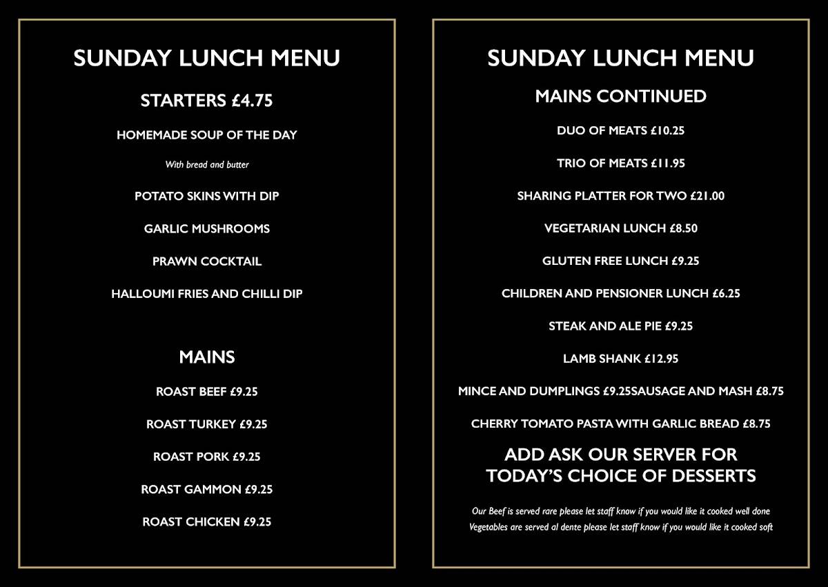 Menu at The Norton Tavern pub & bar, Stockton-on-Tees