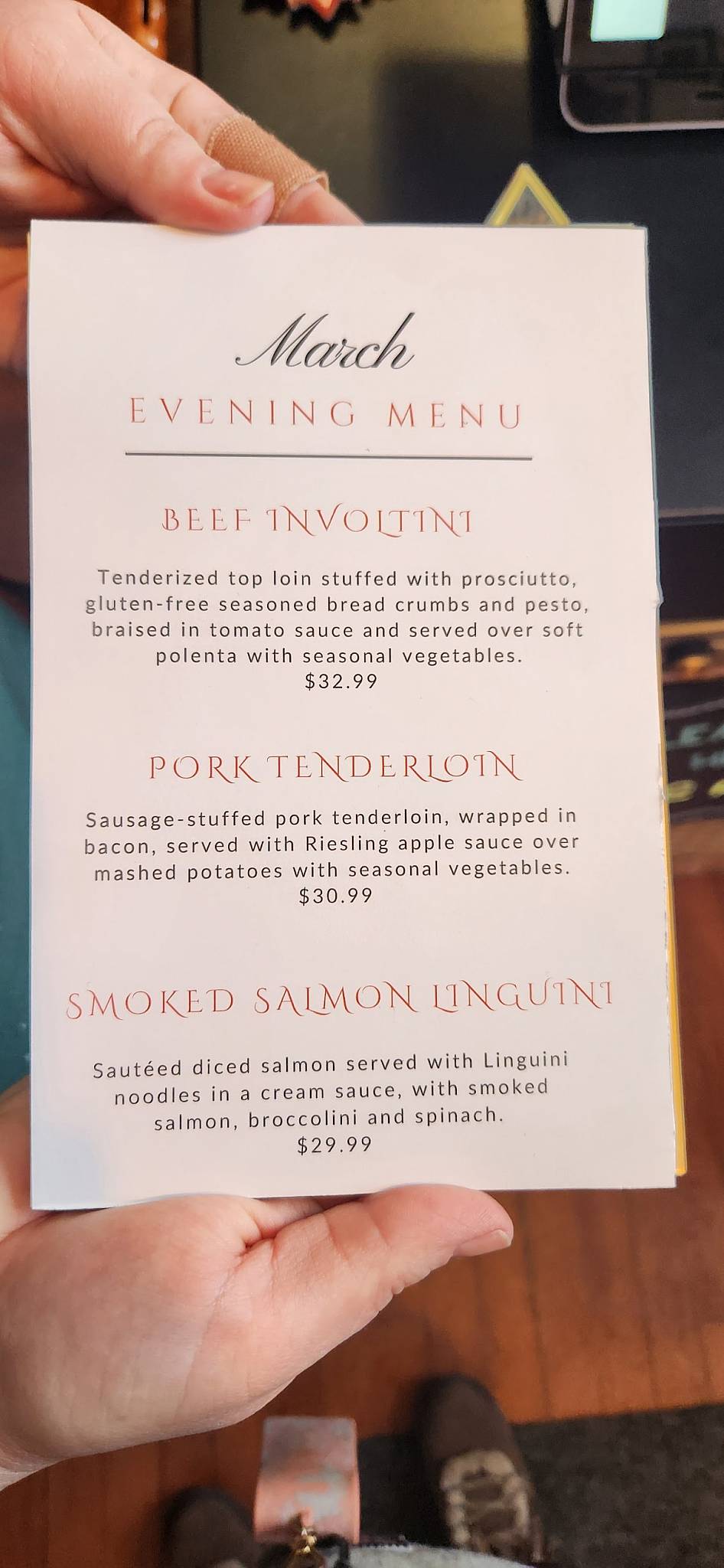 Menu au The Old Bank Cafe, Millet