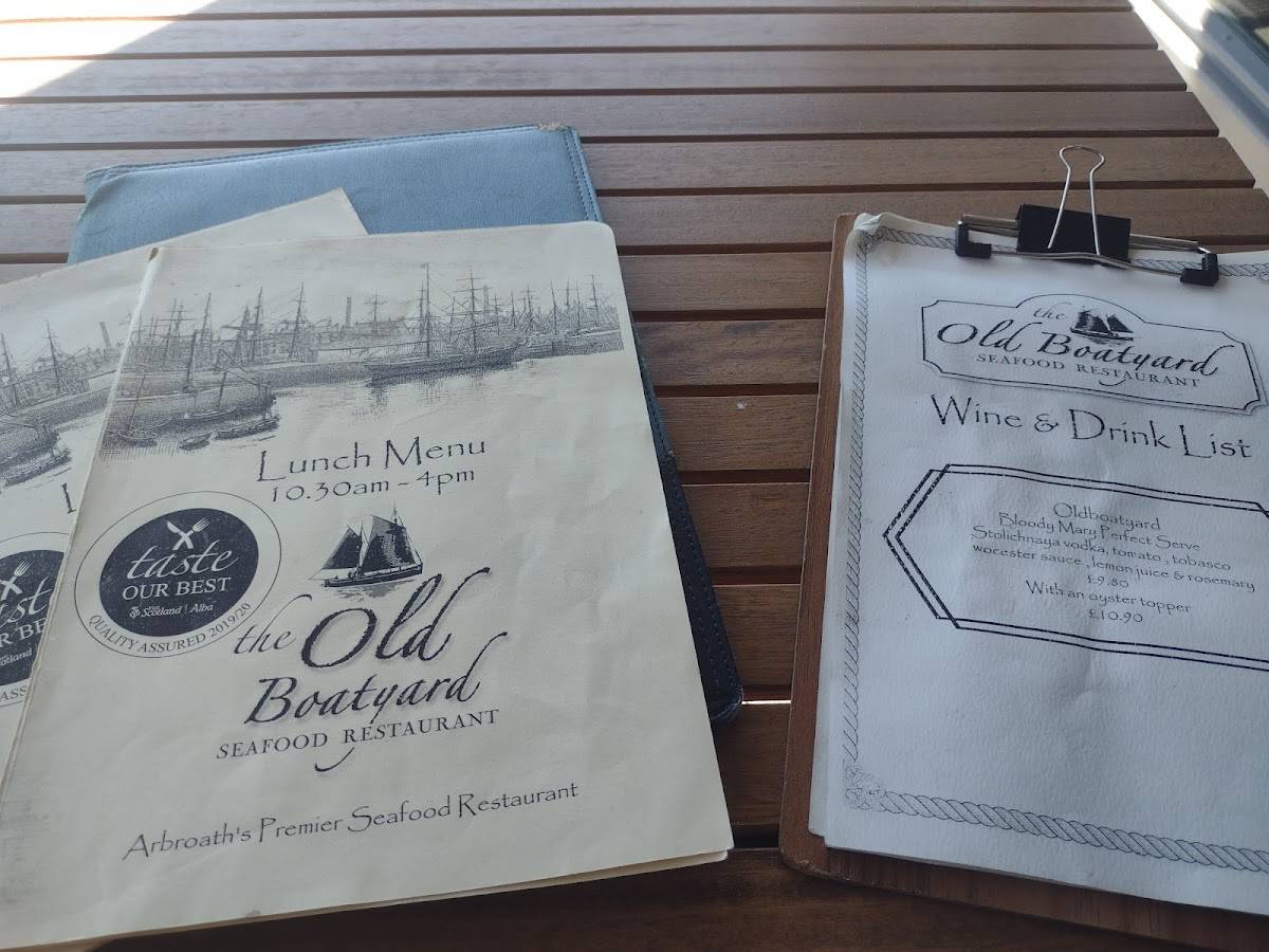 Menu at The Old Boatyard Restaurant, Arbroath