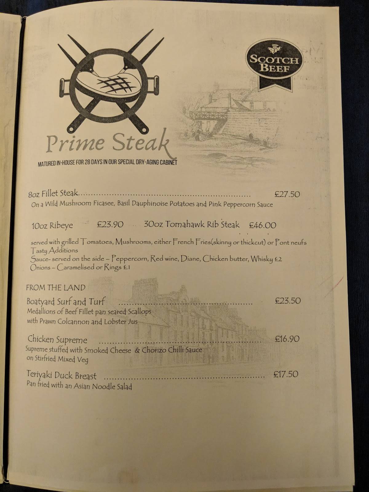 Menu at The Old Boatyard Restaurant, Arbroath