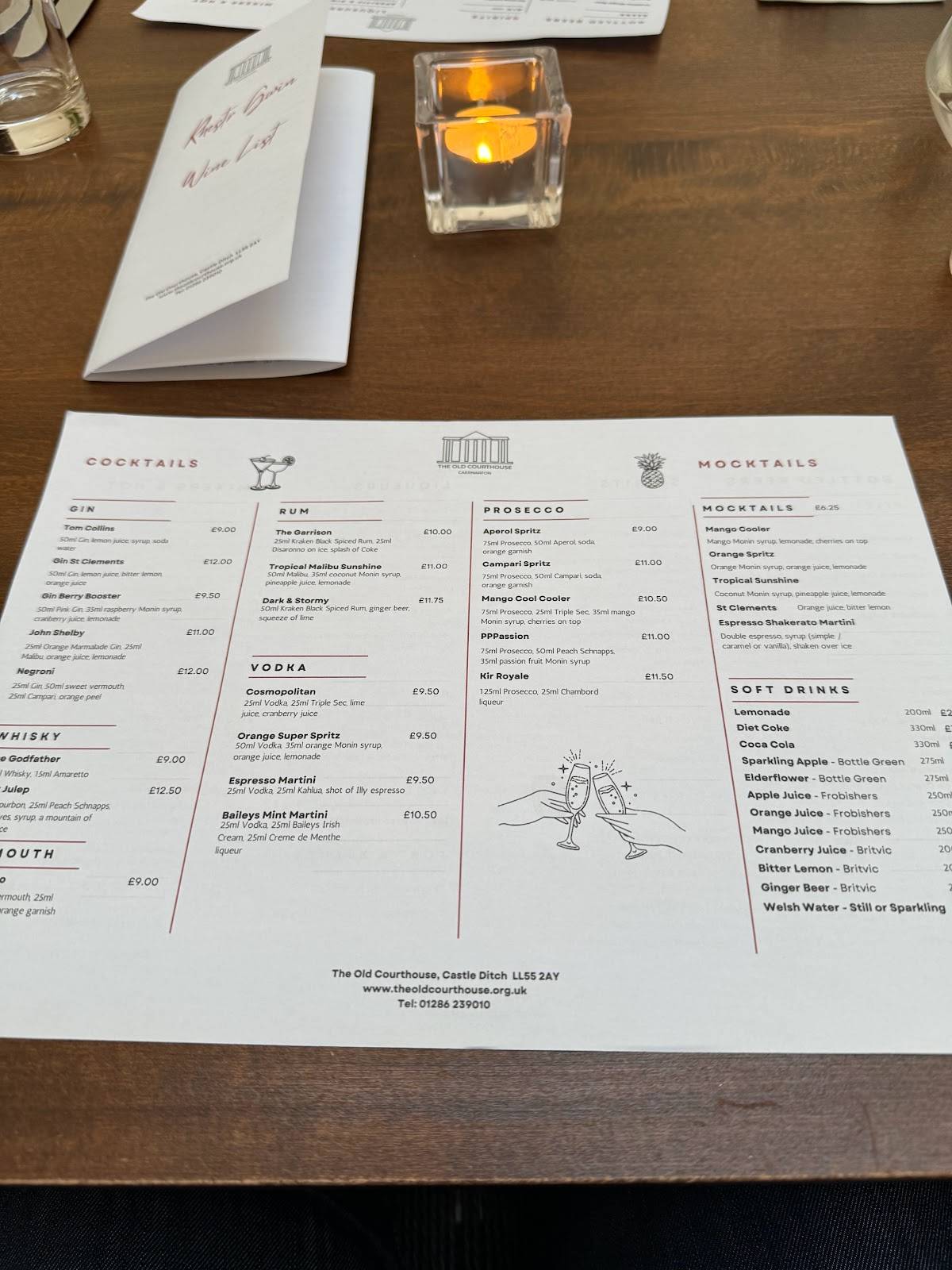 Menu at The Old Courthouse, Caernarfon restaurant, Caernarfon