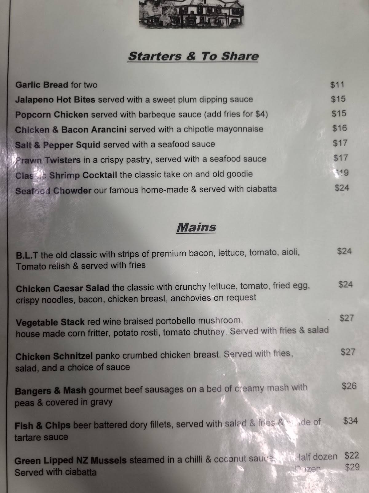 Menu at The Old Leithfield pub & bar, Leithfield
