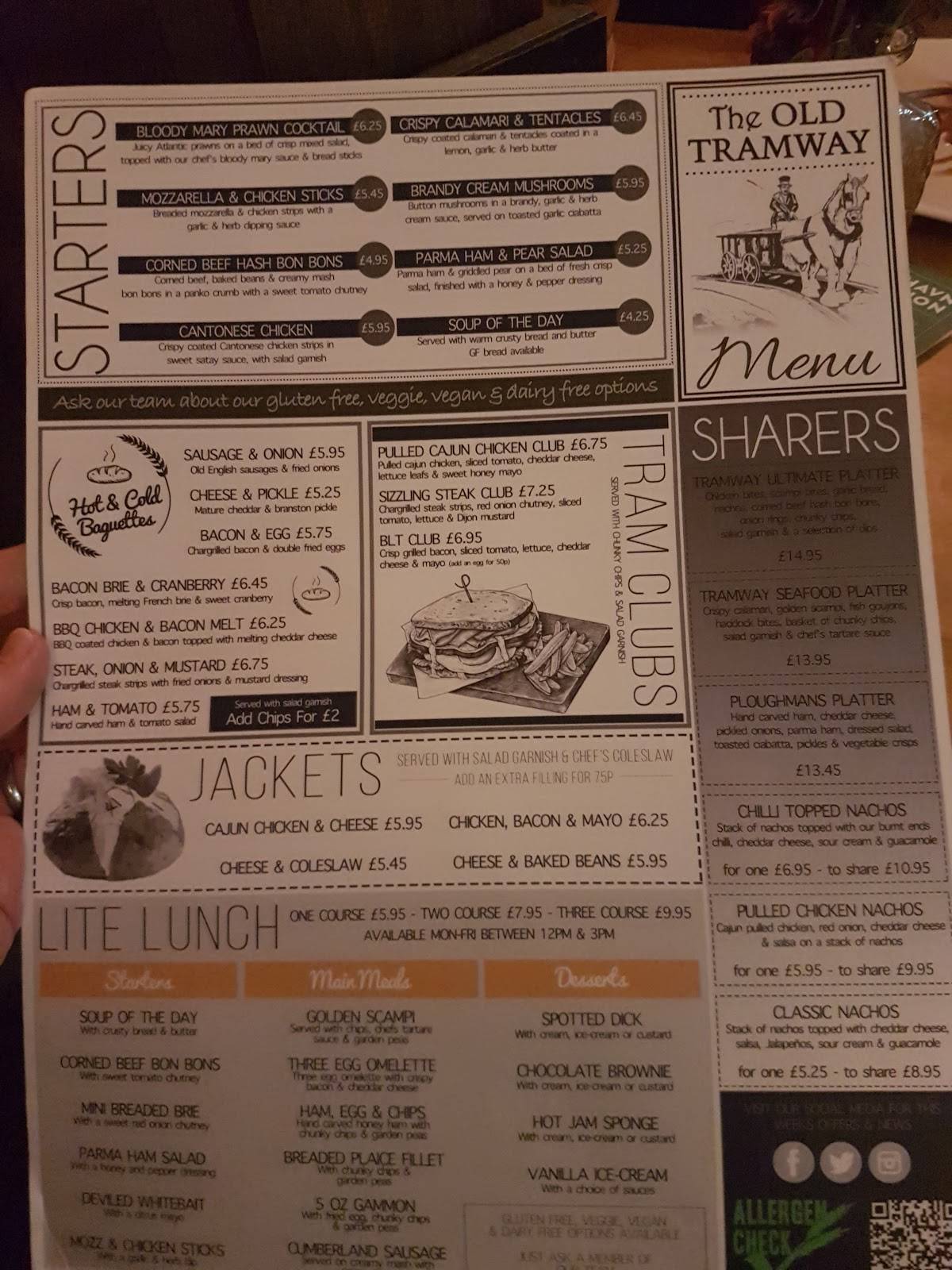 Menu at The Old Tramway Inn pub & bar, Stratford-upon-Avon