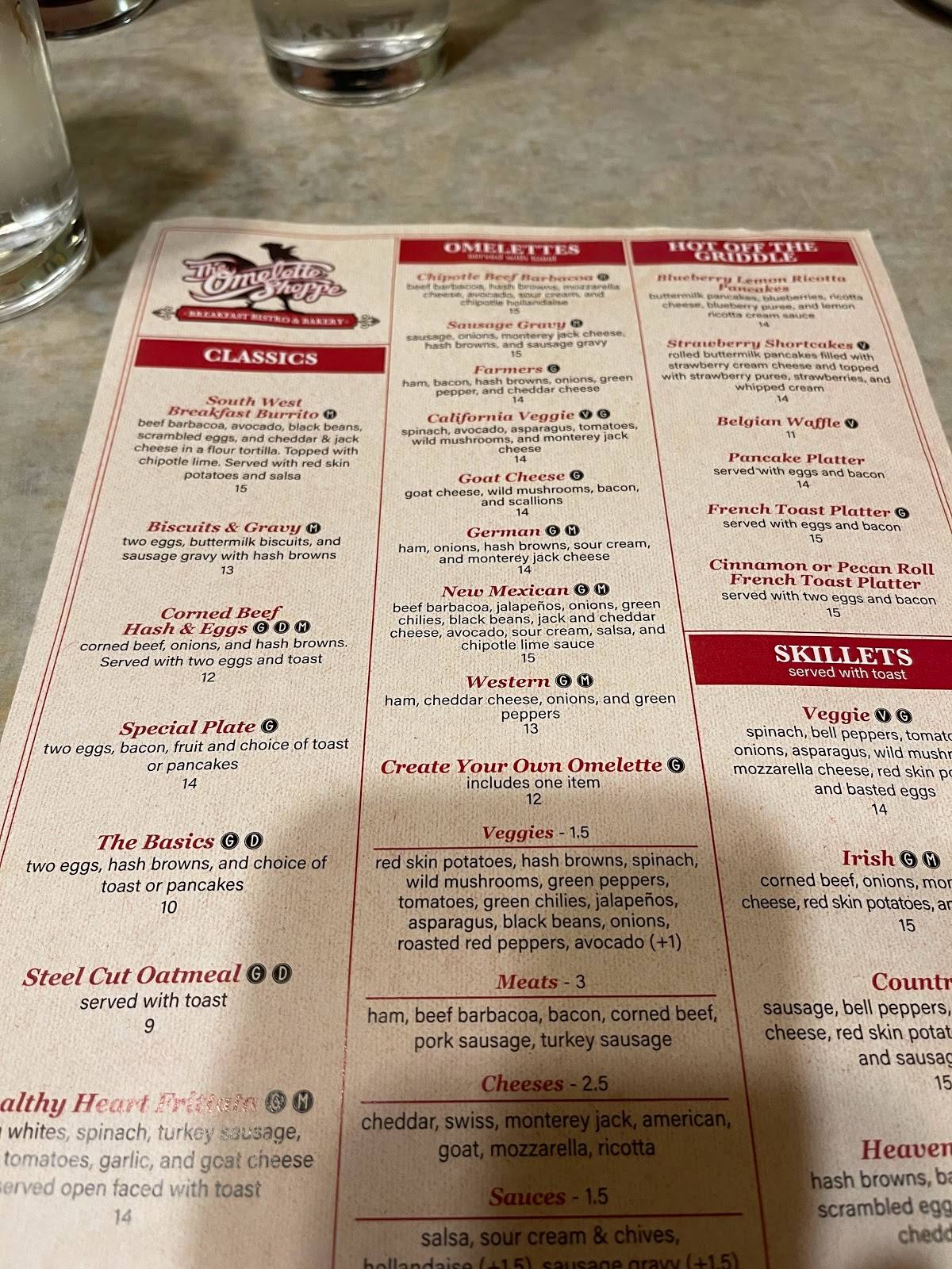 Menu at The Omelette Shoppe restaurant, Traverse City, 124 Cass St
