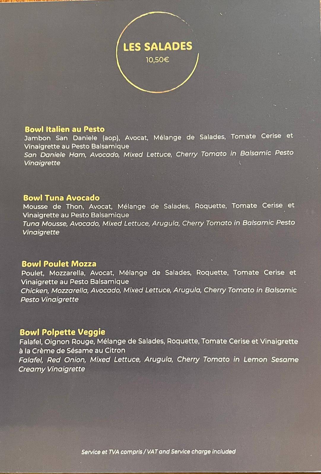 Menu at The One - Coffee Shop, Bar Tapas & Lounge in Nice, Nice