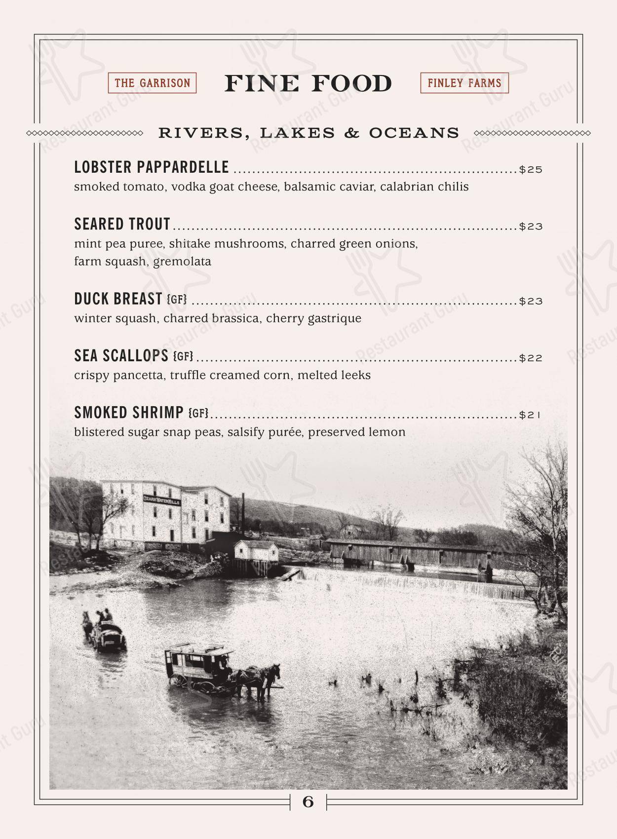 Menu at The Ozark Mill Restaurant at Finley Farms, Ozark
