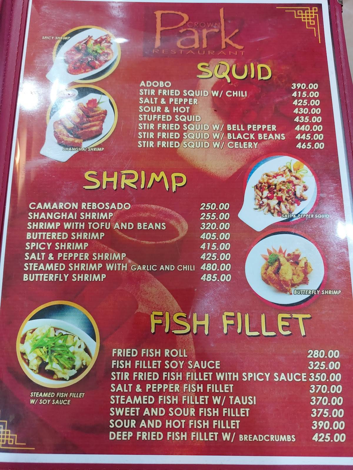 Menu at Crown Park Restaurant, Naga, First floor Crown Hotel P. Burgos ...