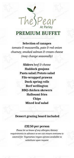 Menu at The Pear At Parley restaurant, West Parley