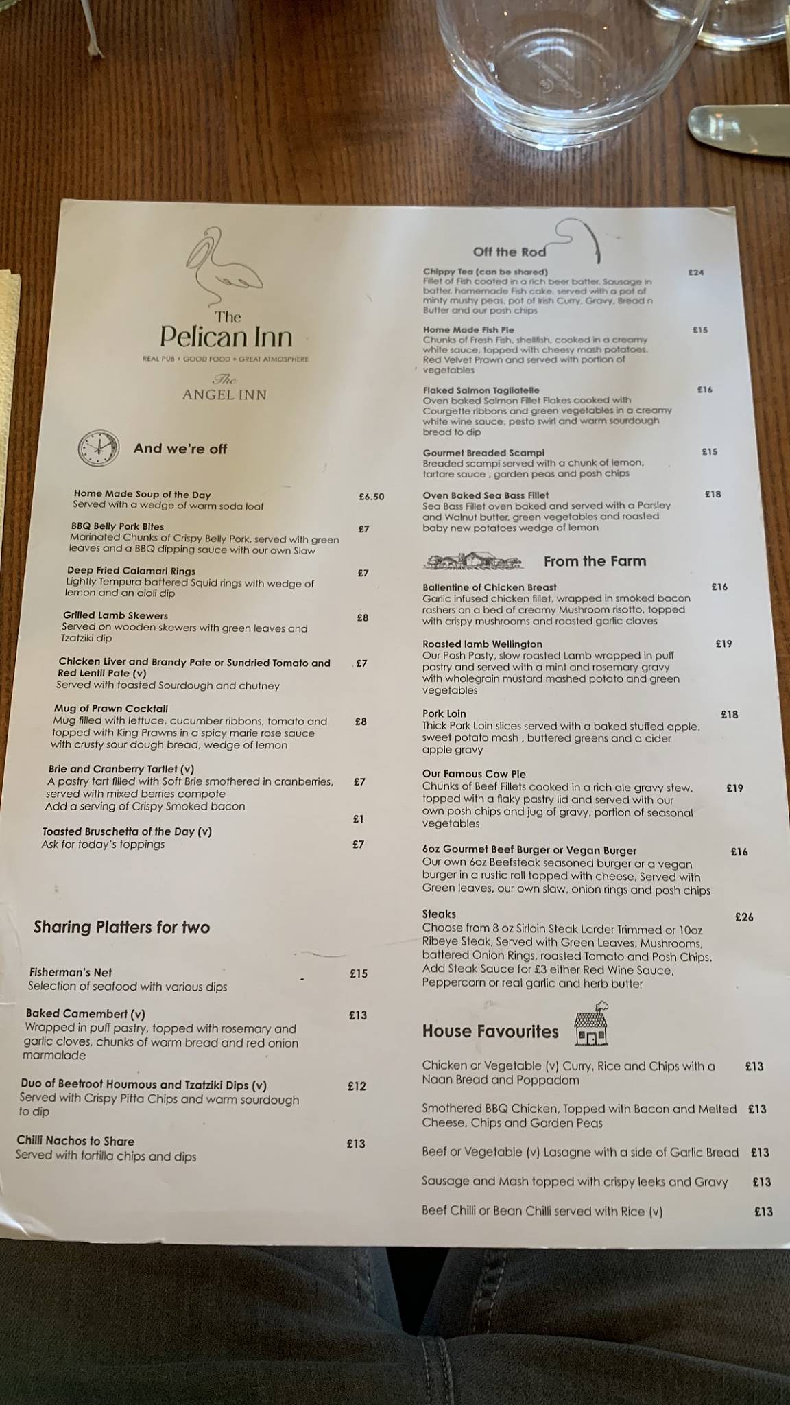 Menu at The Pelican Inn pub & bar, Bridgend