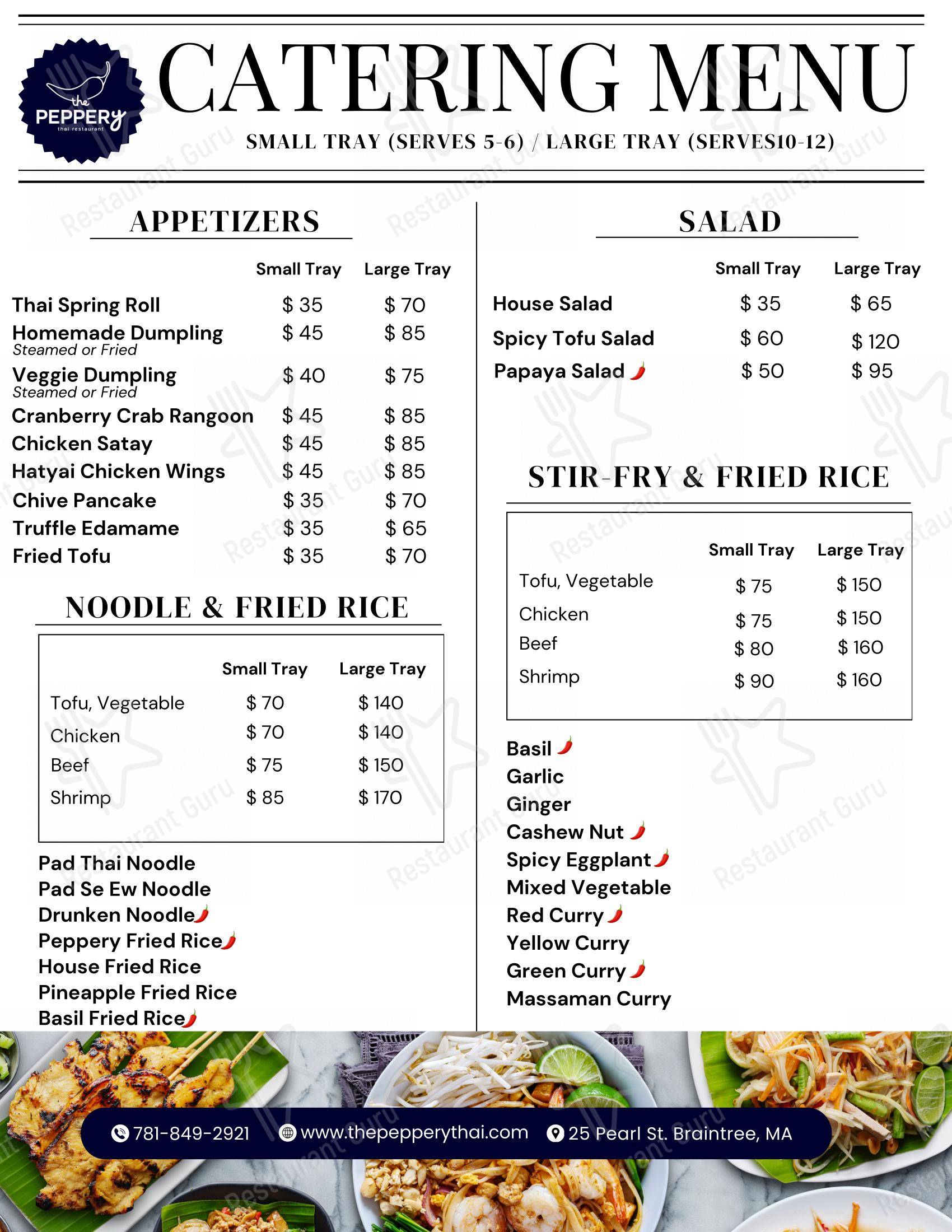 Menu at The Peppery Thai Restaurant, Braintree