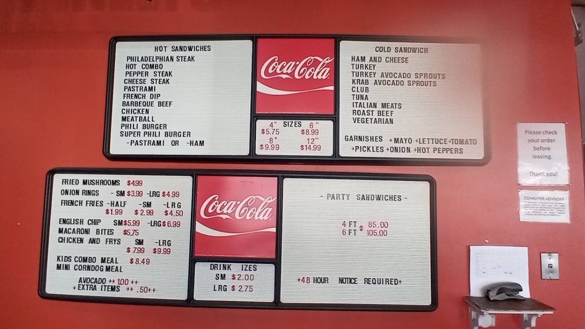 Menu at The Philadelphian fast food, Sandy, S 700 E