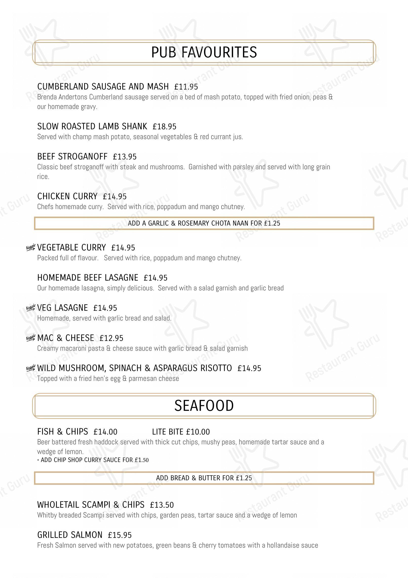 Menu at The Plough Grimsargh pub & bar, Preston