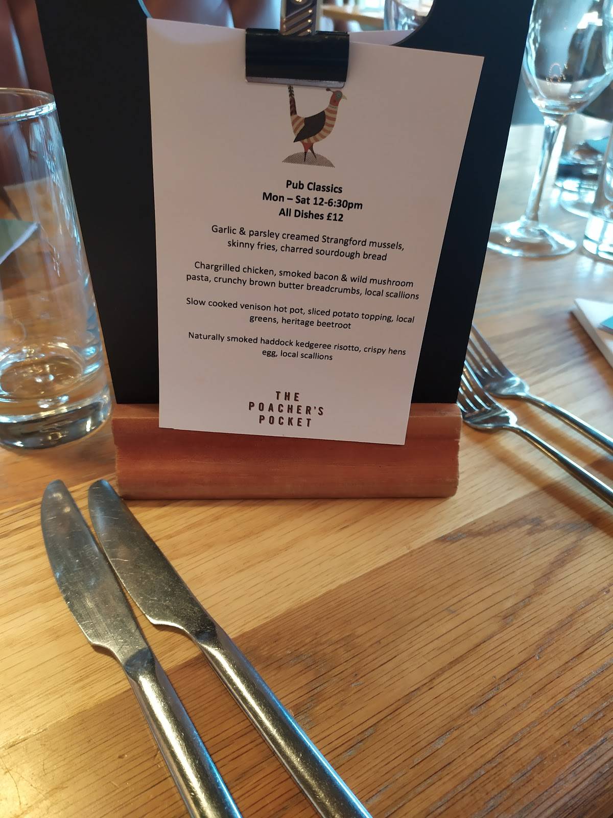 Menu at The Poachers Pocket pub & bar, England