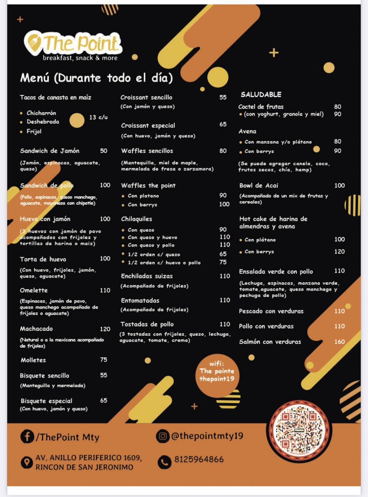 Carta del restaurante The Point breakfast, snack & more, Monterrey