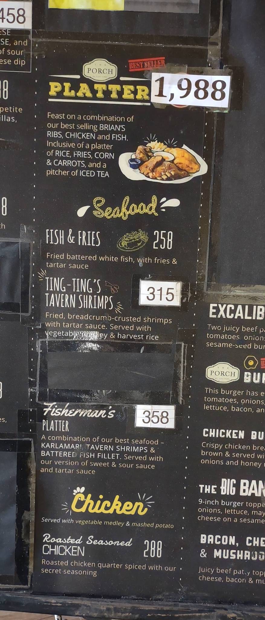 Menu at The Porch by Casa Verde BBQ, Quezon City
