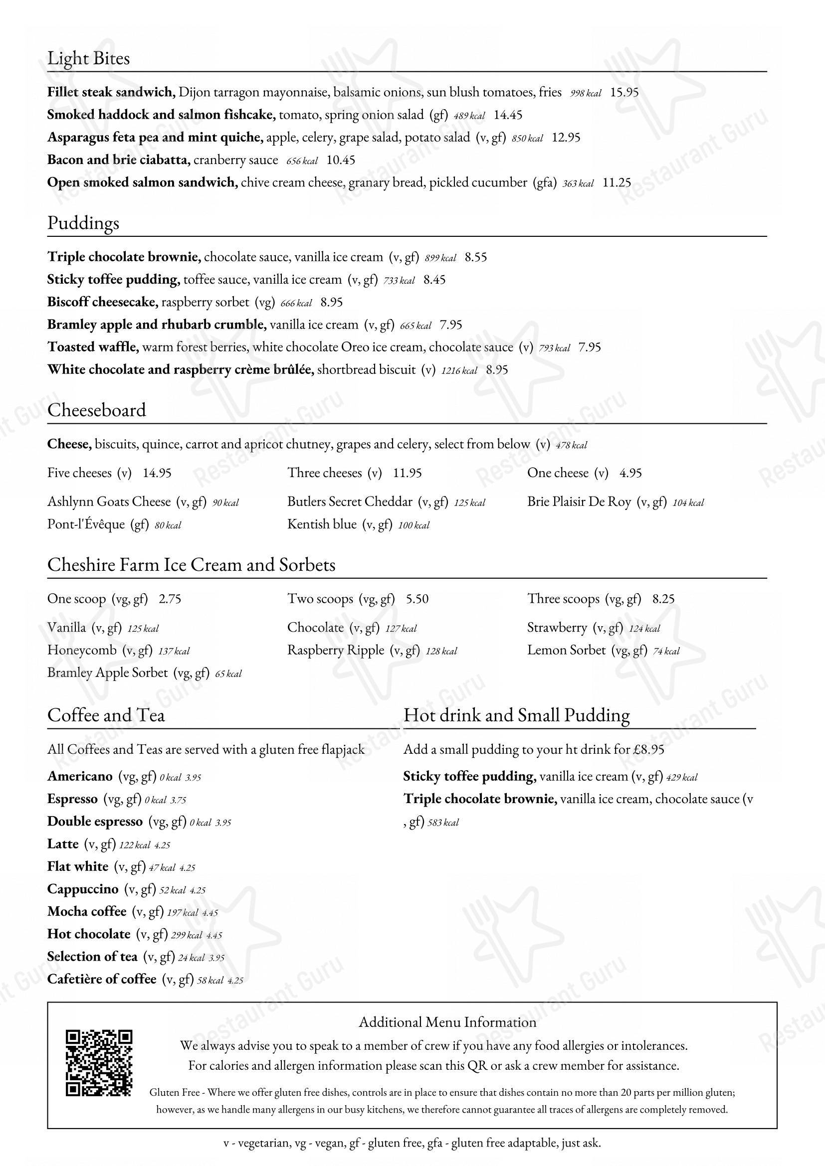 Menu at The Prae Wood Arms pub & bar, St Albans