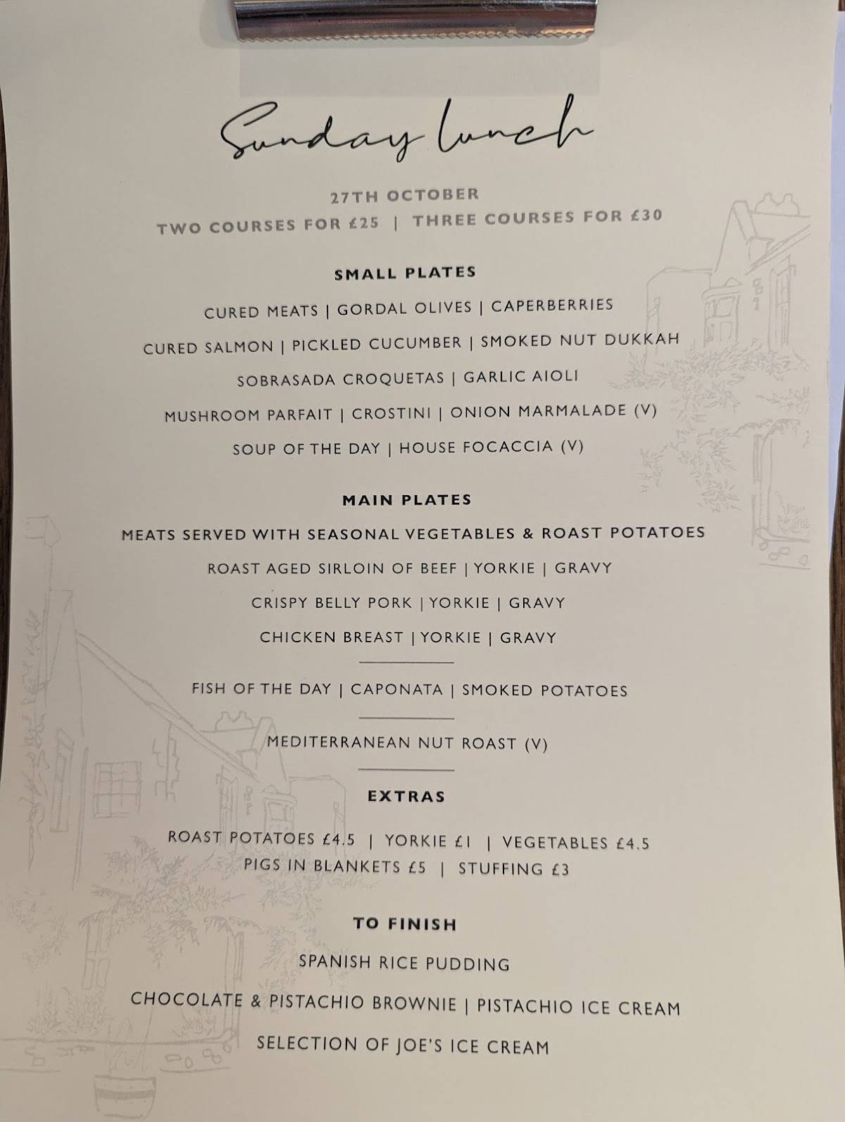 Menu at The Priory restaurant, Newport